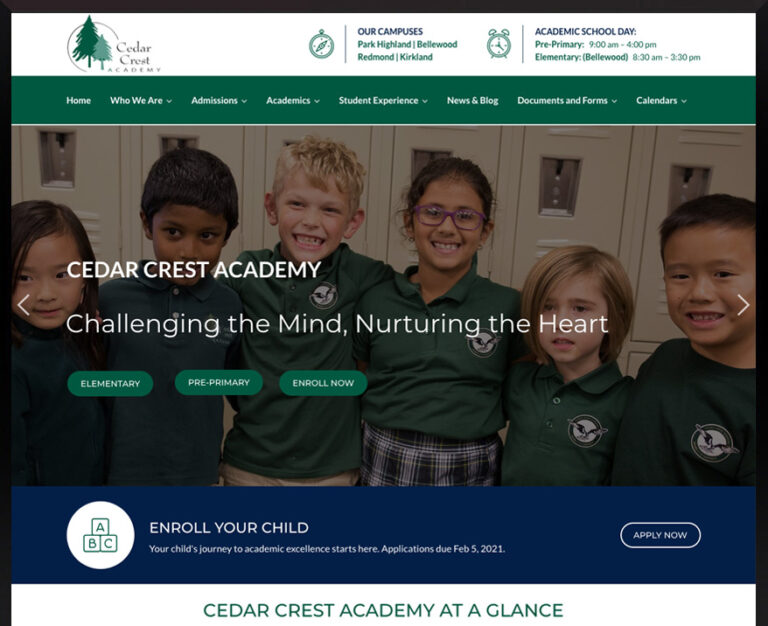 Cedar Crest Academy WordPress | Web Design and Development